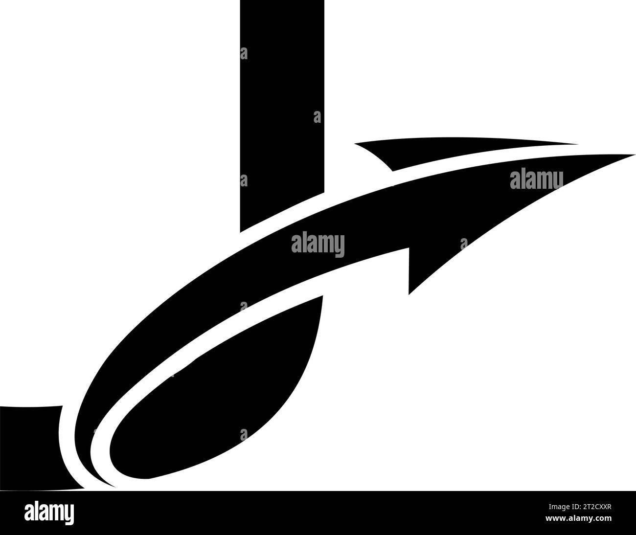 Black Uppercase Letter J Icon with an Arrow on a White Background Stock ...