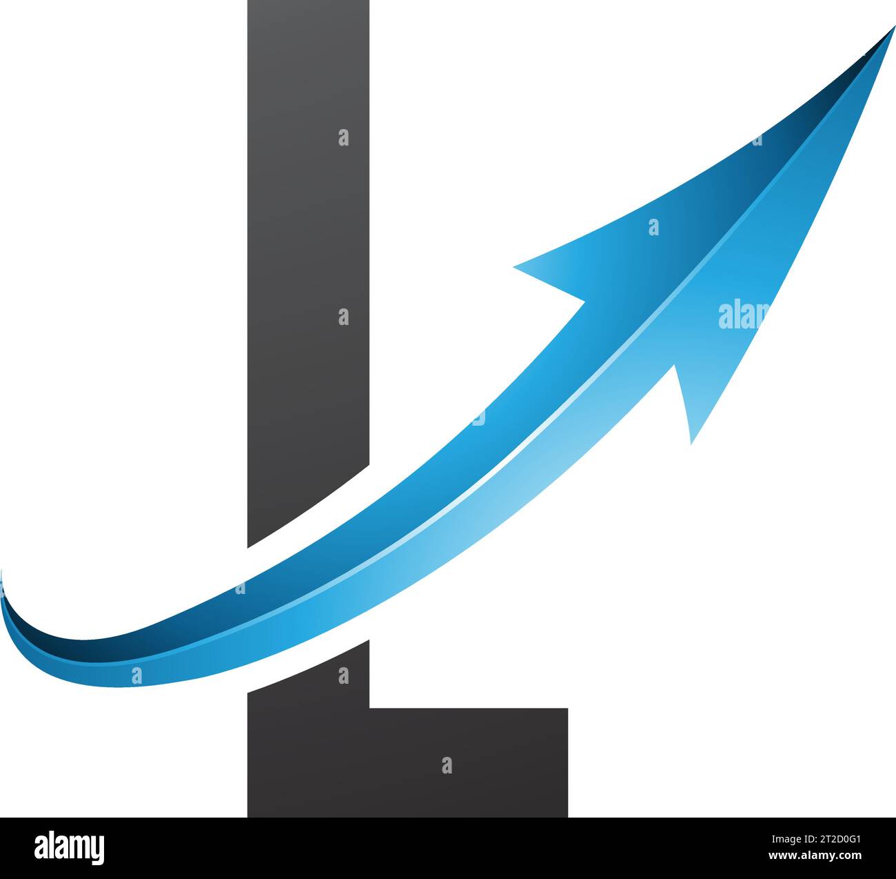 Blue and Black Futuristic Letter L Icon with a Glossy Arrow on a White ...