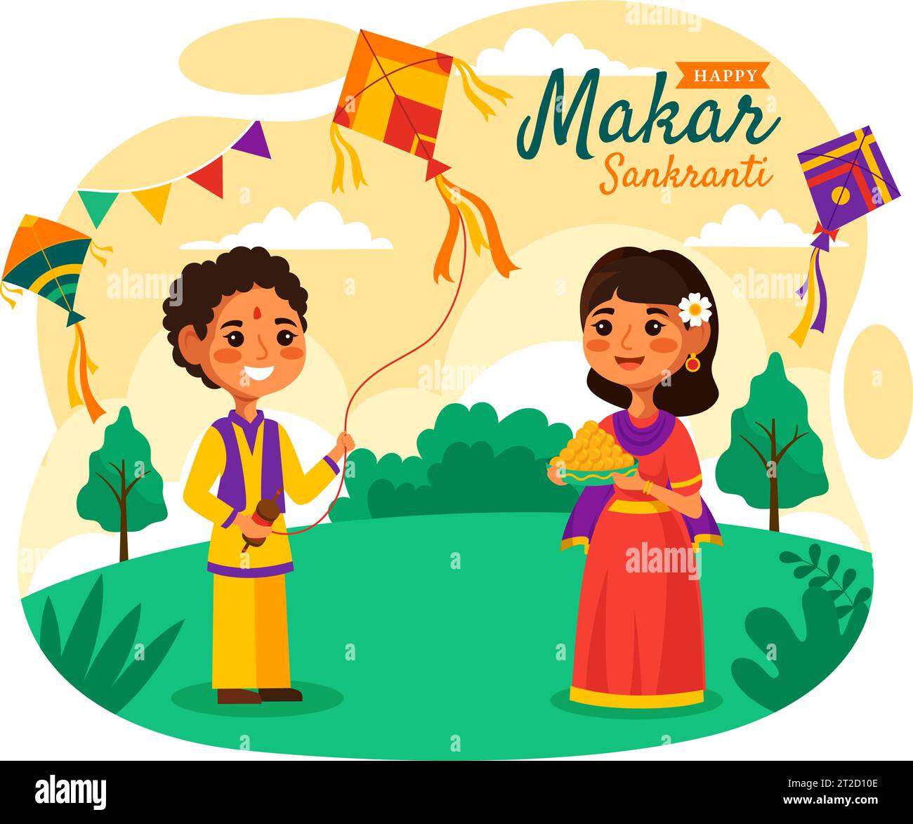 Makar Sankranti Vector Illustration. Translation the Harvest Festival ...