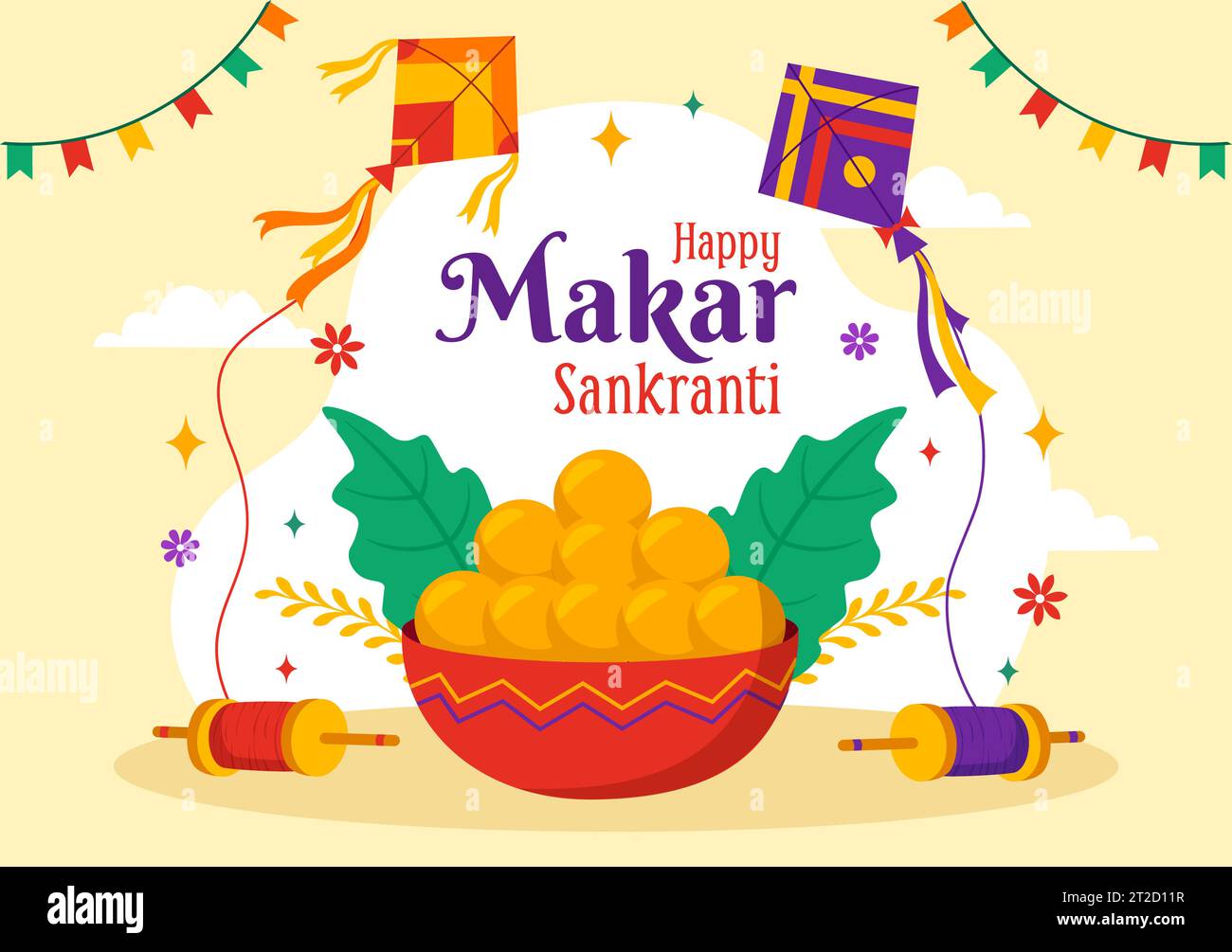 Makar Sankranti Vector Illustration. Translation the Harvest Festival ...