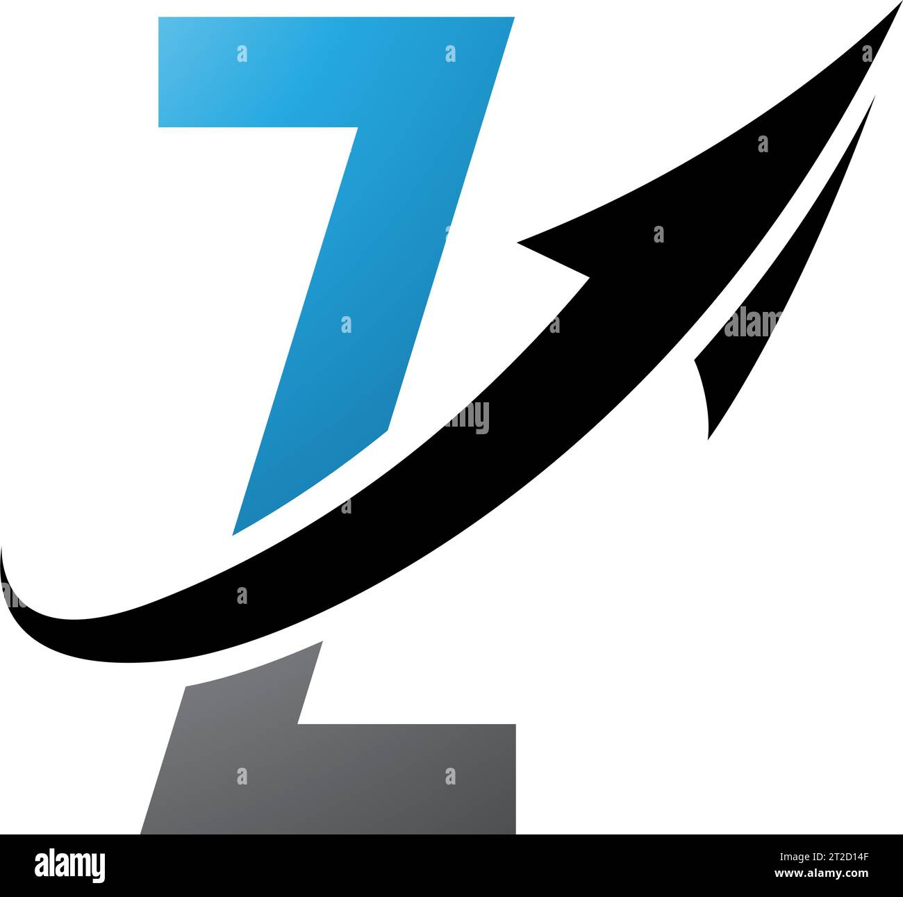 Blue and Black Futuristic Letter Z Icon with an Arrow on a White ...