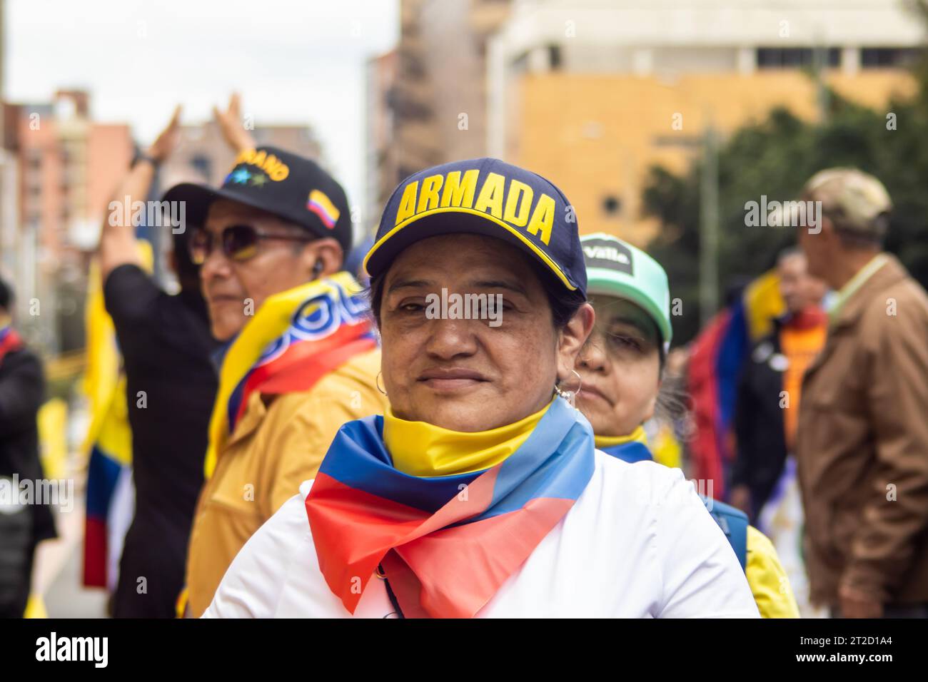 Bogota, Colombia - 18 October 2023. Peaceful protest of the members of ...