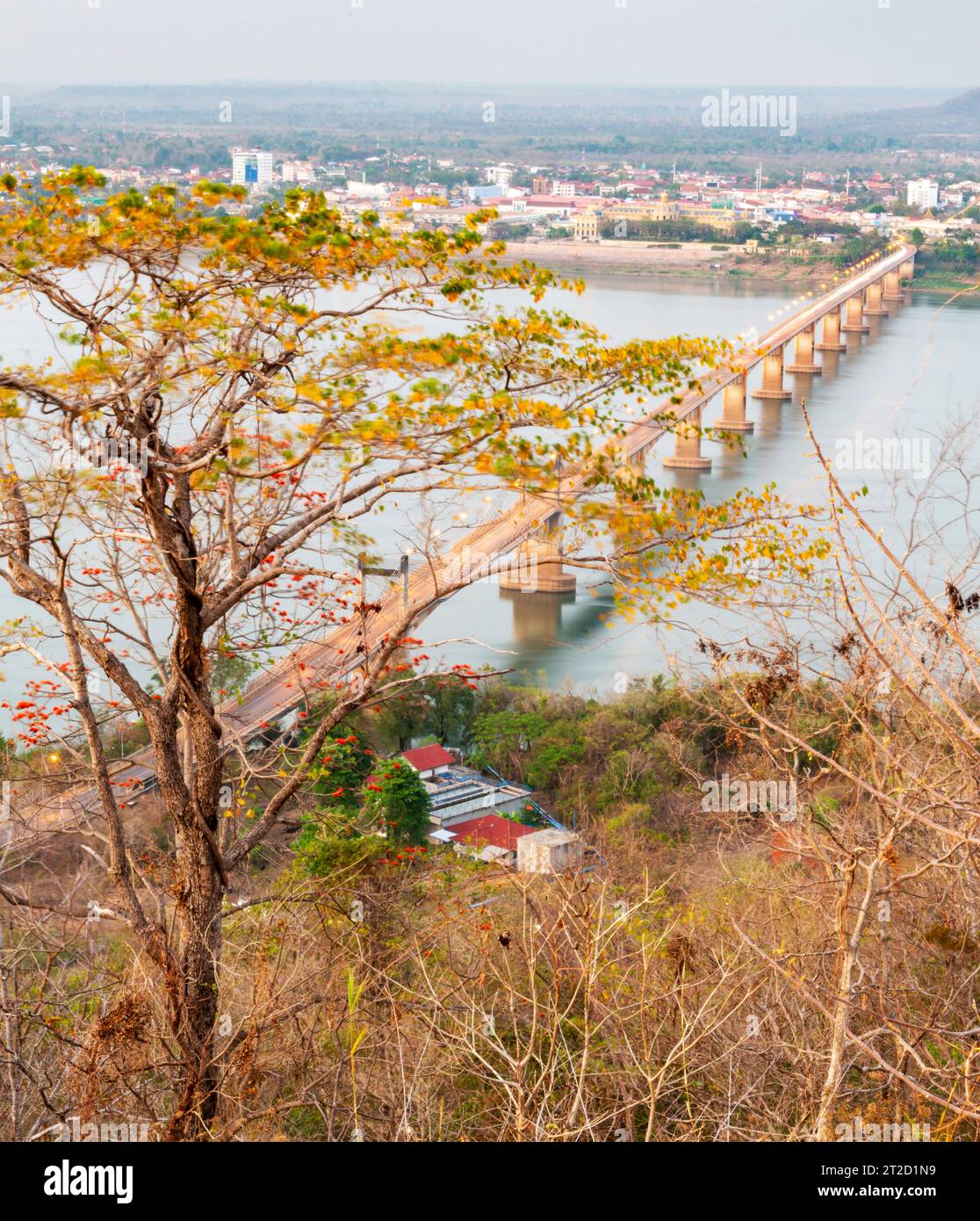 Also called the Japanese Bridge by locals,or Pakse bridge. Lit by ...