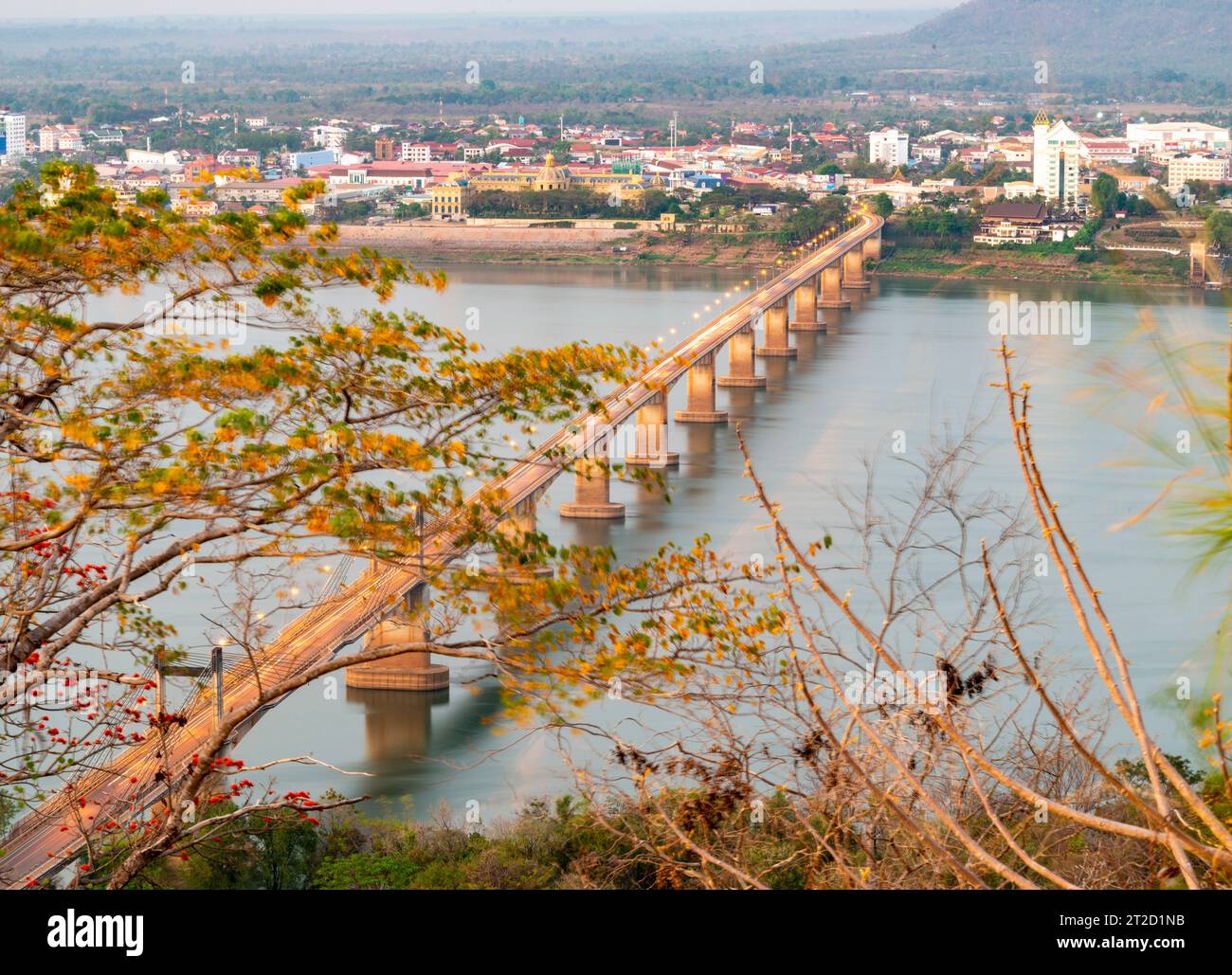 Also called the Japanese Bridge by locals,or Pakse bridge. Lit by ...