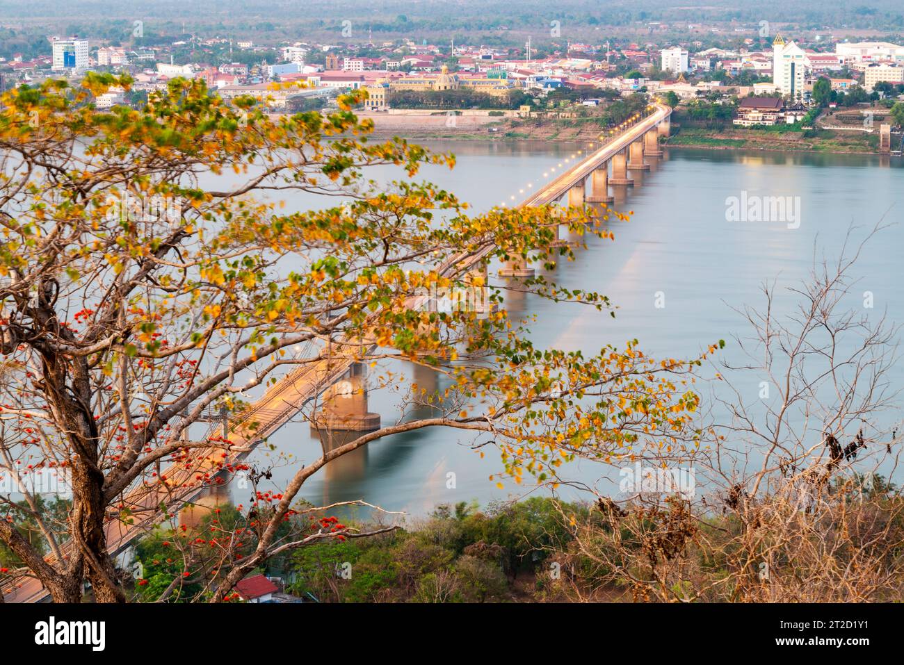 Also called the Japanese Bridge by locals,or Pakse bridge. Lit by ...