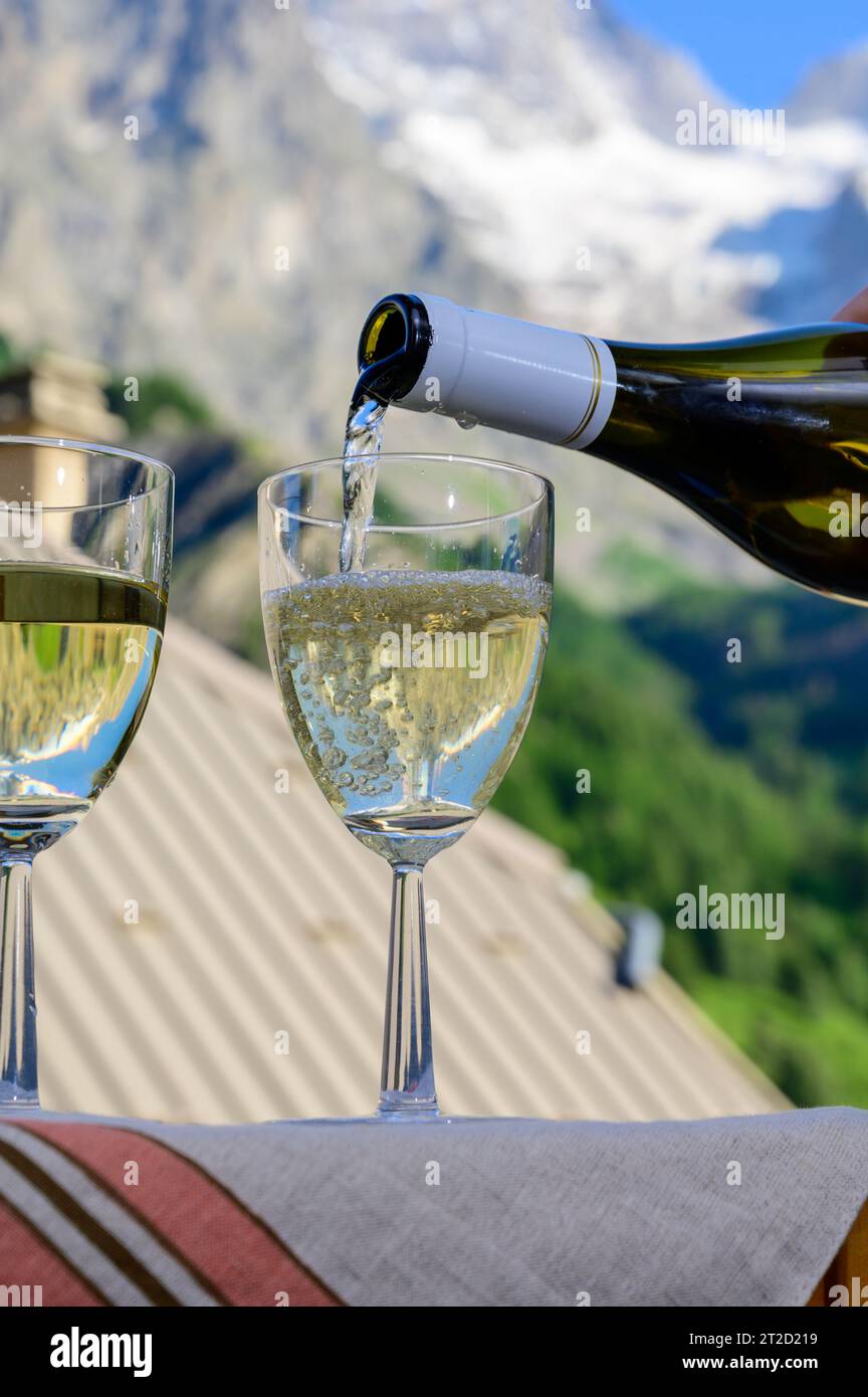 Drinking of dry white Roussette de Savoie and Vin de Savoie french wine ...