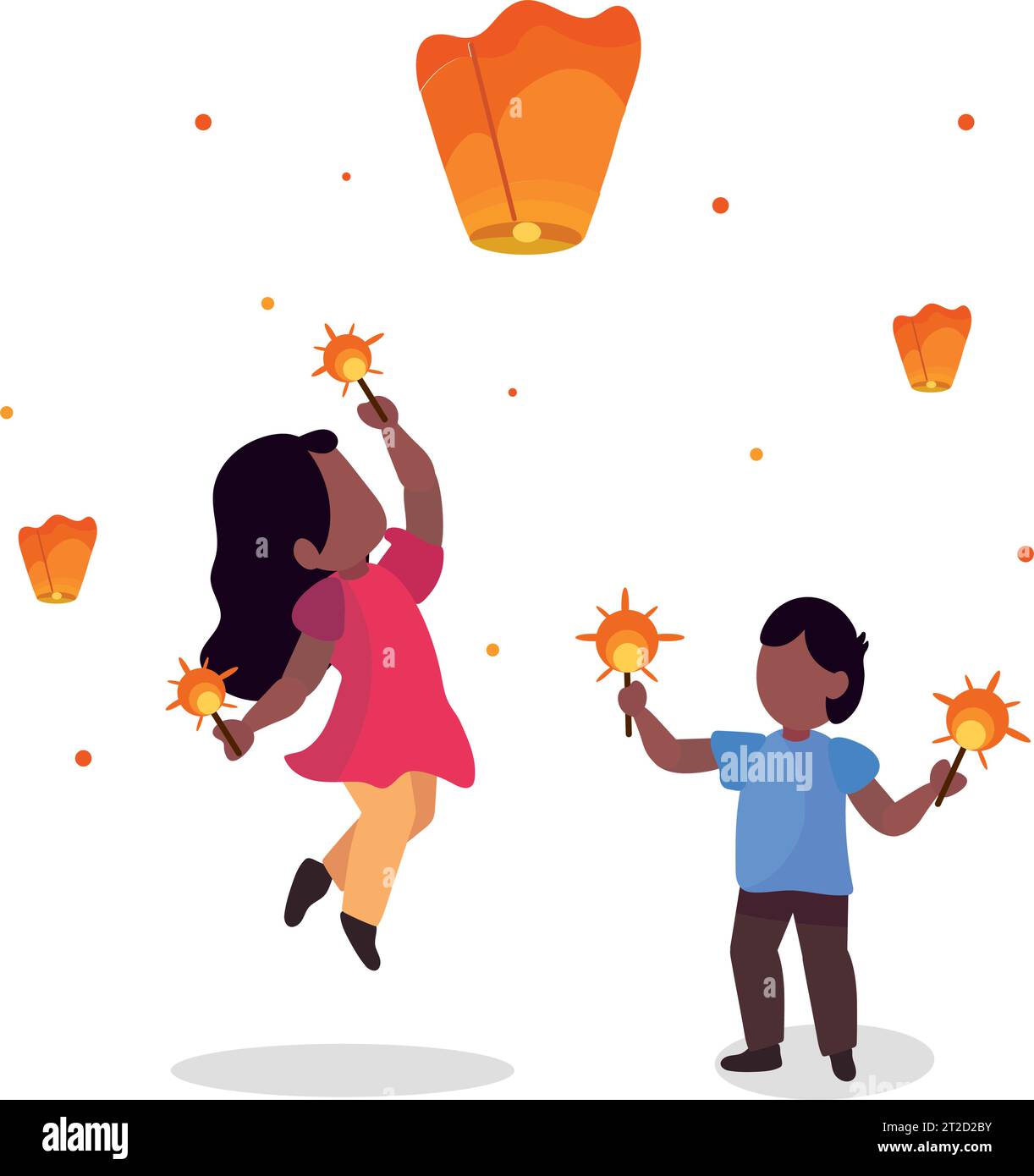 diwali kids with lantern Stock Vector Image & Art - Alamy