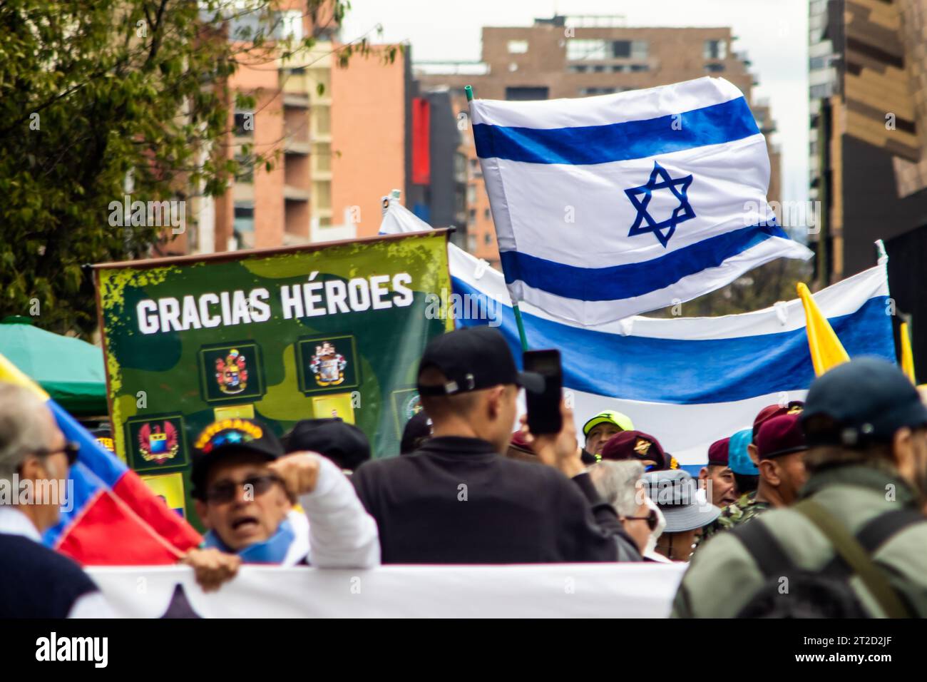 Bogota, Colombia - 18 October 2023. Israel and Colombia flags at the ...