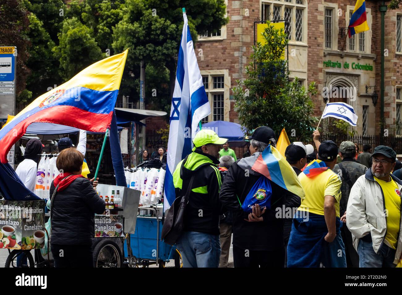Bogota, Colombia - 18 October 2023. Israel and Colombia flags at the ...