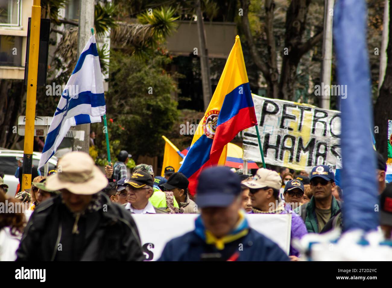 Bogota, Colombia - 18 October 2023. Israel and Colombia flags at the ...