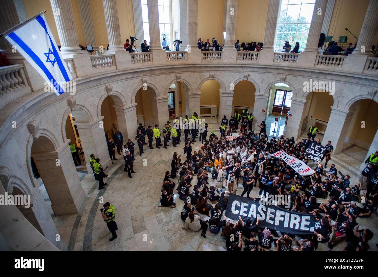 Dozens of people hold a sit-in and are arrested by US Capitol Police ...