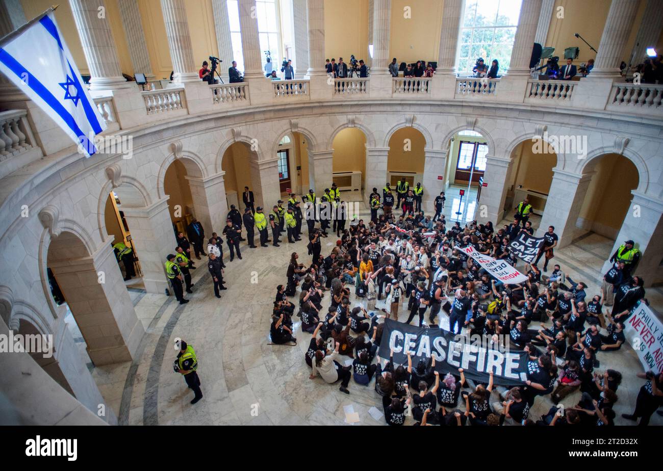 Dozens of people hold a sit-in and are arrested by US Capitol Police ...