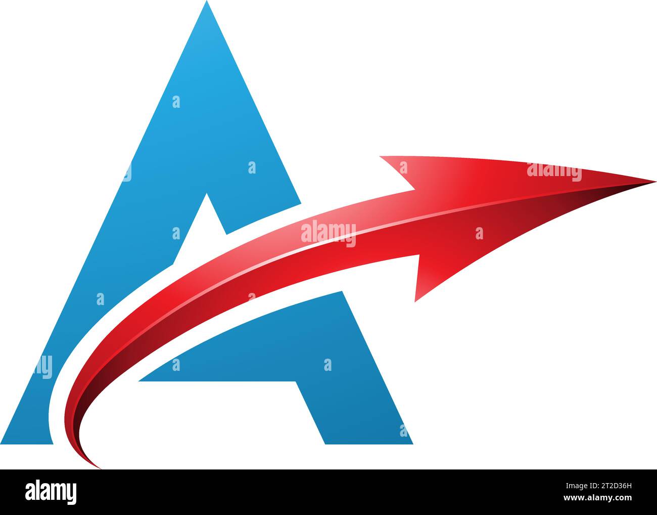 Blue and Red Uppercase Letter A Icon with a Glossy Arrow on a White ...