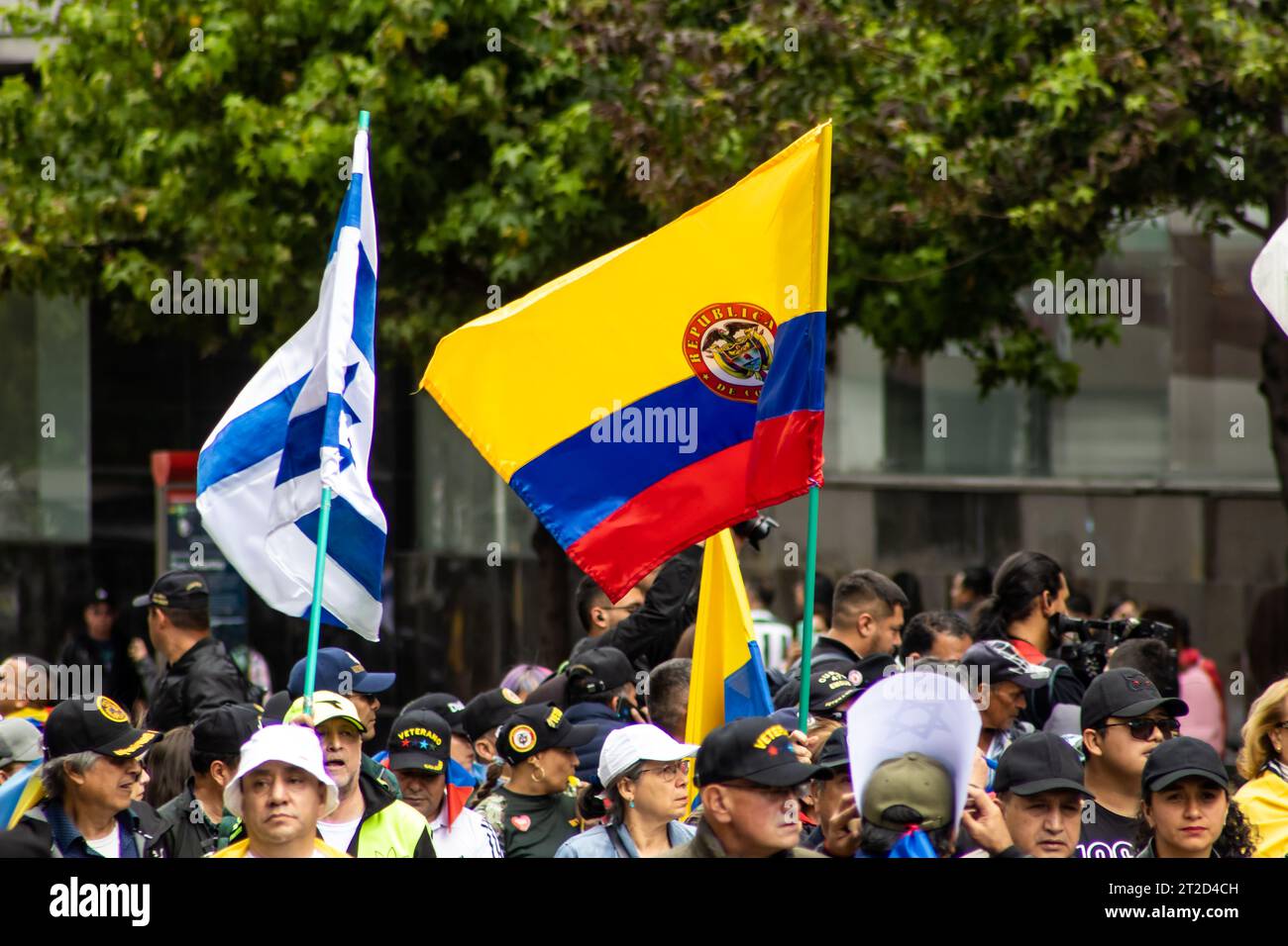 Bogota, Colombia - 18 October 2023. Israel and Colombia flags at the ...