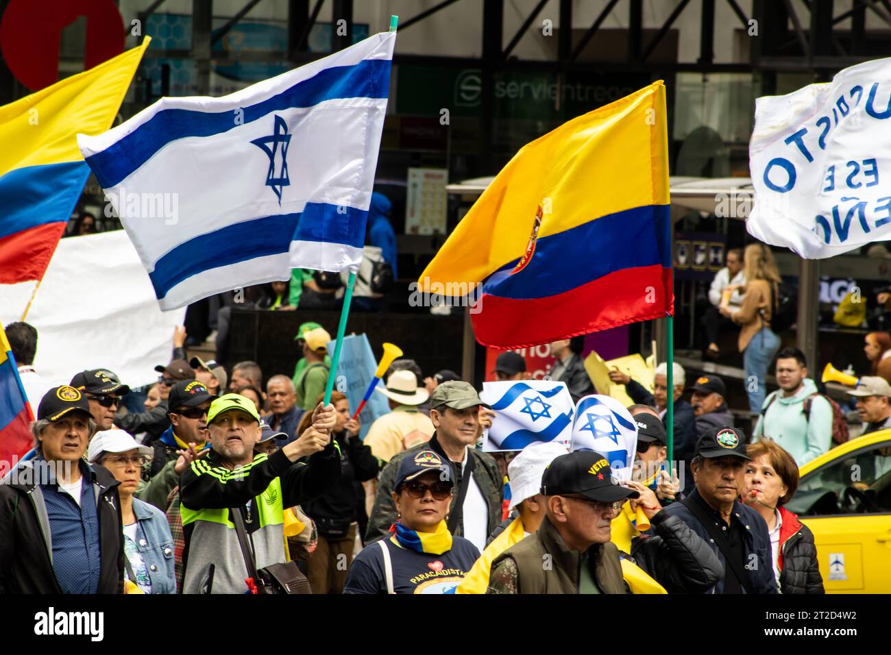 Bogota, Colombia - 18 October 2023. Israel and Colombia flags at the ...