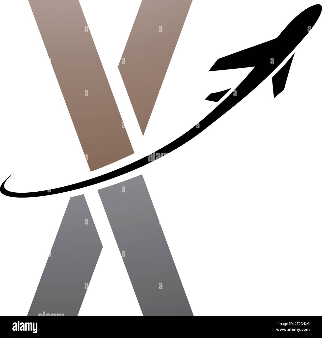 Brown and Black Futuristic Letter X Icon with an Airplane on a White ...