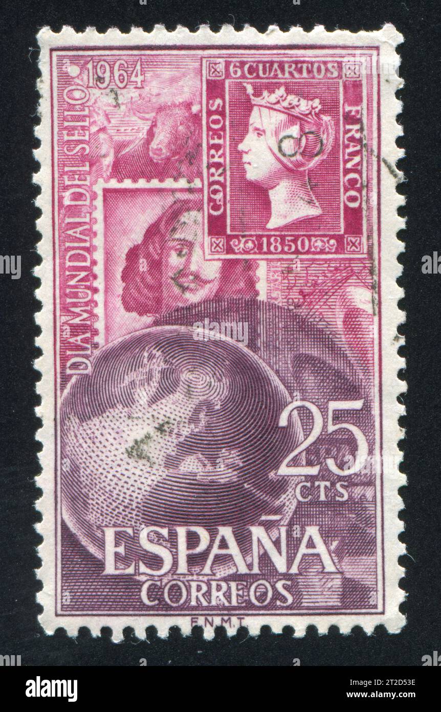 SPAIN - CIRCA 1964: stamp printed by Spain, shows Stamp of 1850 and ...