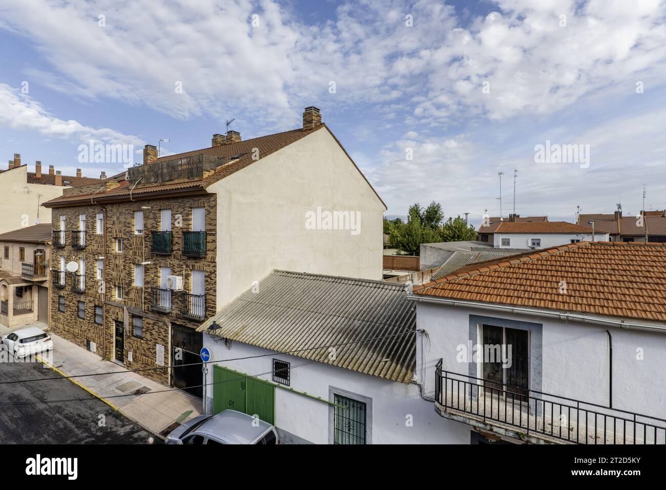 views of an urban street with low-rise buildings Stock Photo - Alamy