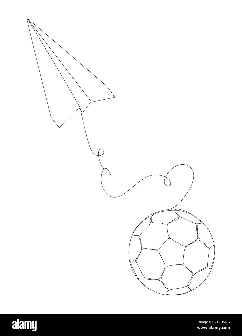 One continuous line of Paper Airplane with football ball. Thin Line ...
