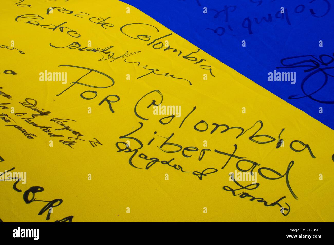 Bogota, Colombia - 18 October 2023. Messages written on the Colombian ...