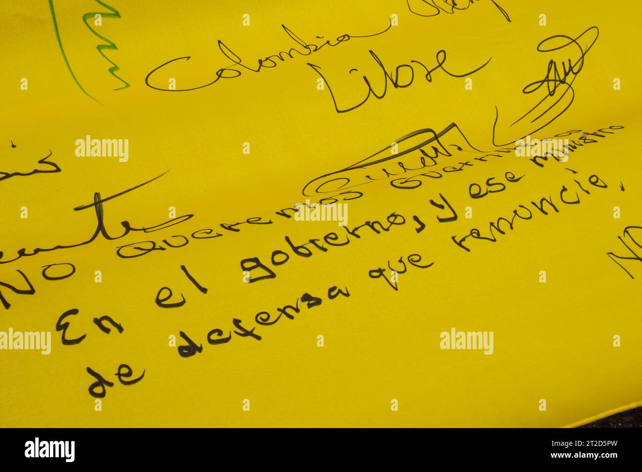 Bogota, Colombia - 18 October 2023. Messages written on the Colombian ...