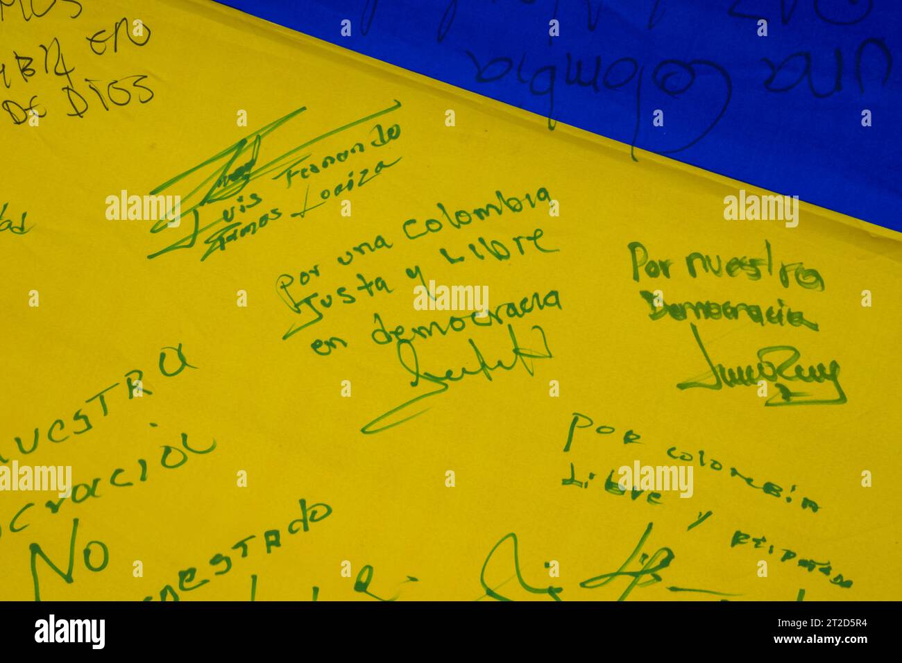 Bogota, Colombia - 18 October 2023. Messages written on the Colombian ...