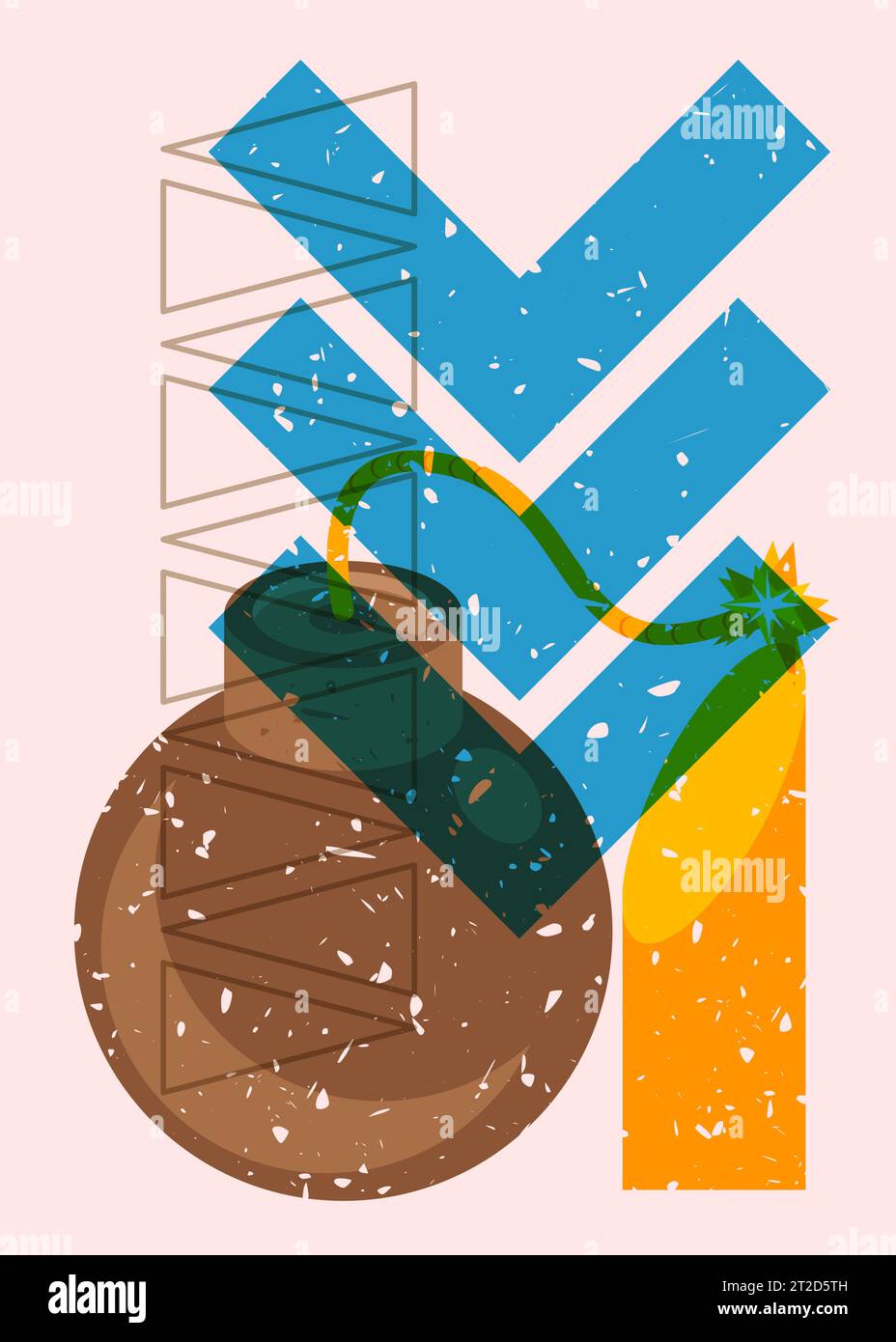 Risograph bomb with geometric shapes. Object in trendy riso graph ...