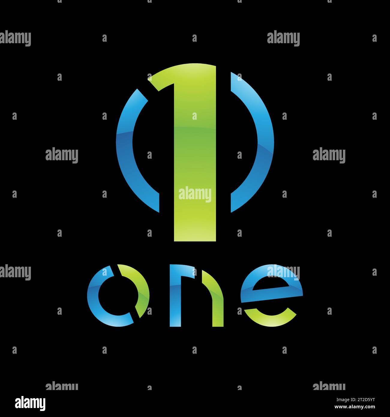 Colorful Glossy Number 1 Icon on a Black Background - Icon 2 Stock ...