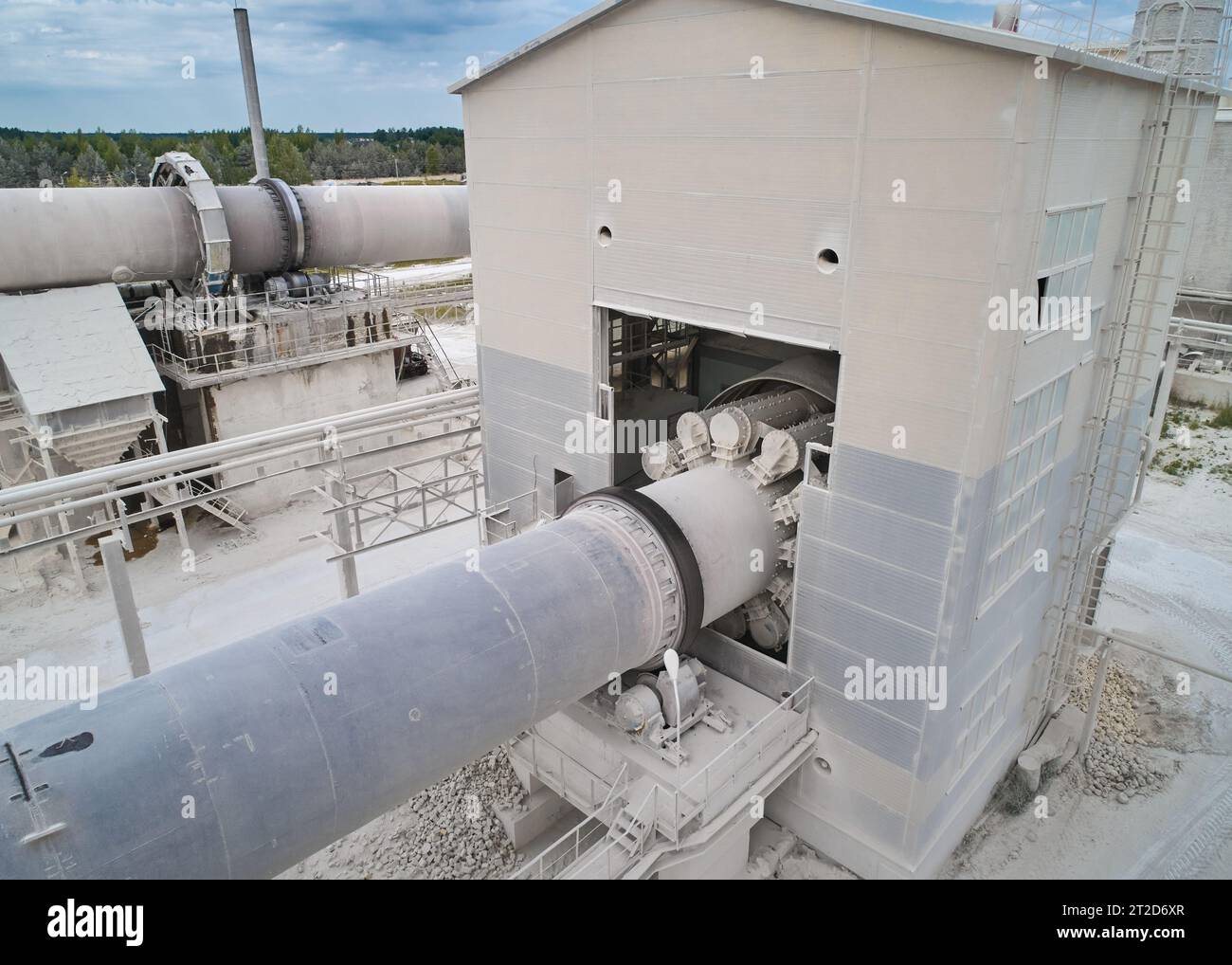 Long tubular rotary furnace for lime and clinker roasting Stock Photo ...