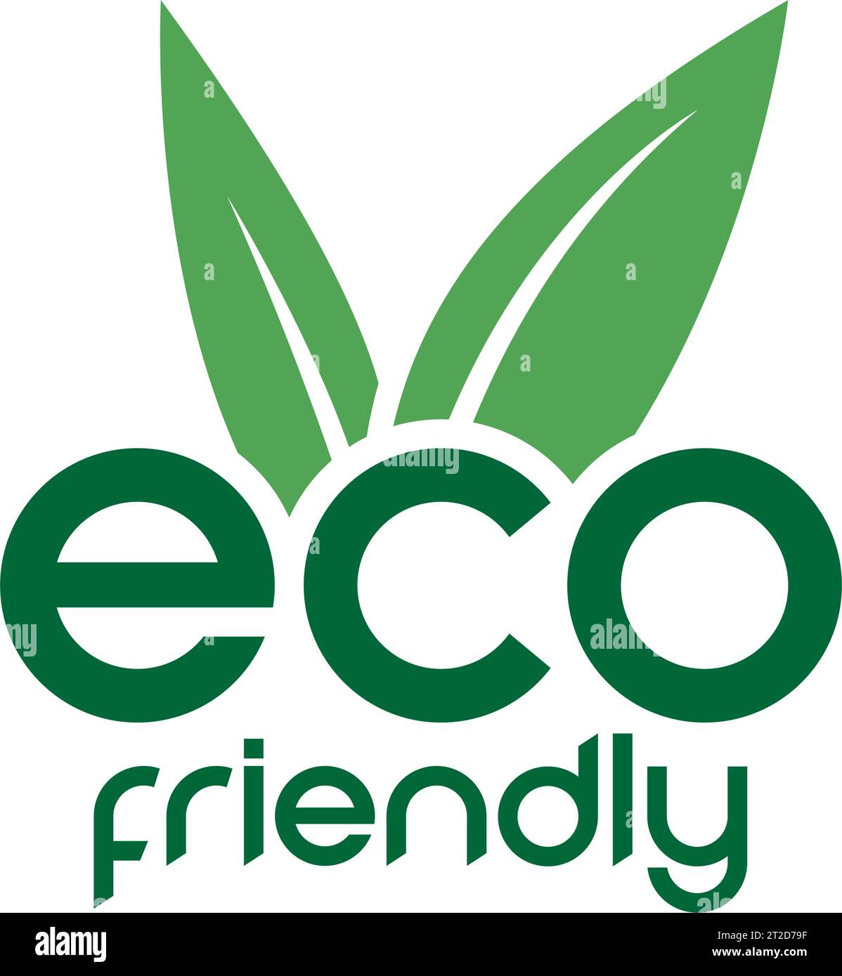 Eco Friendly Dark Green Text Logo with V Shaped Leaves on a White ...