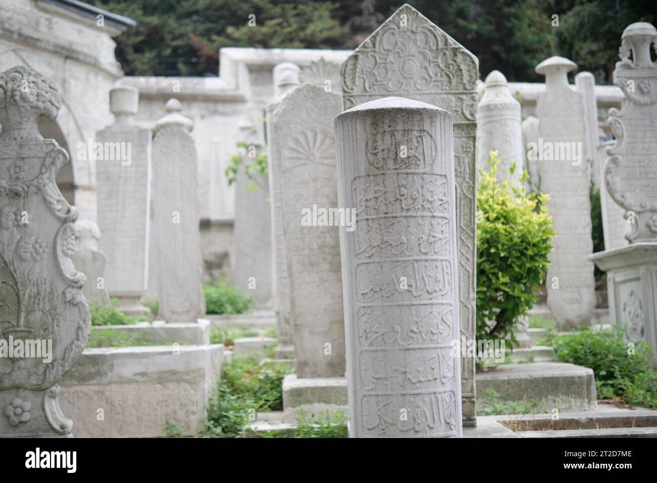 Turkey Istanbul 19 may 2023. The Ottoman historic old tombstones in ...