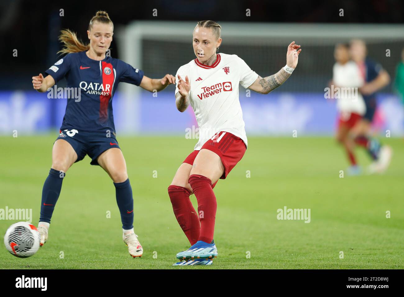 Paris, France. 18th Oct, 2023. (L-R) Jade Le Guilly (PSG), Leah Galton ...