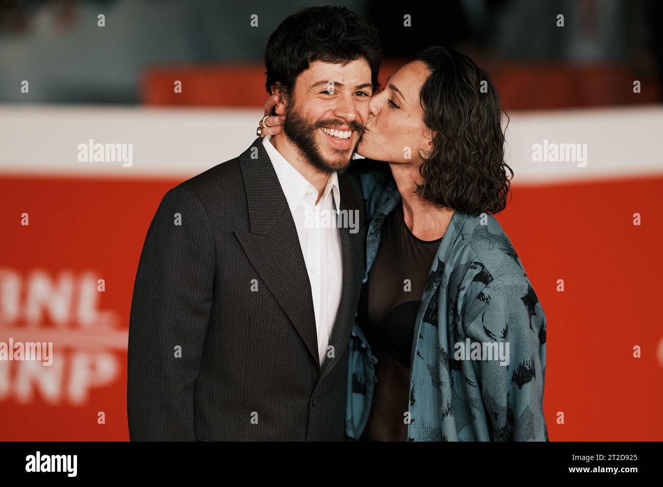 Francesco Centorame (L) and his wife Valentina Salvagno (R) attend a ...