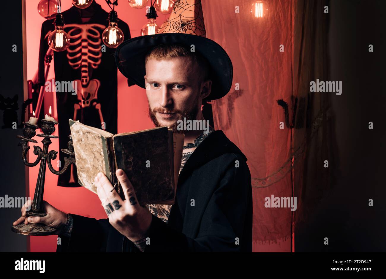 Holiday celebration symbols on brick wall. Magic, enchantment ...