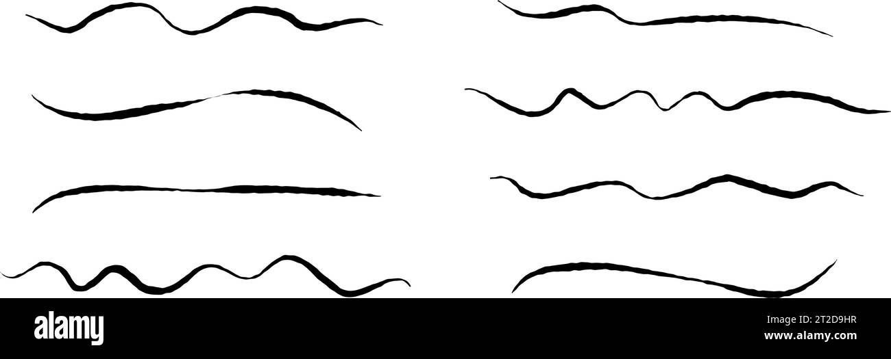 Rough jagged lines set. Grunge wavy brush strokes collection. Black ...