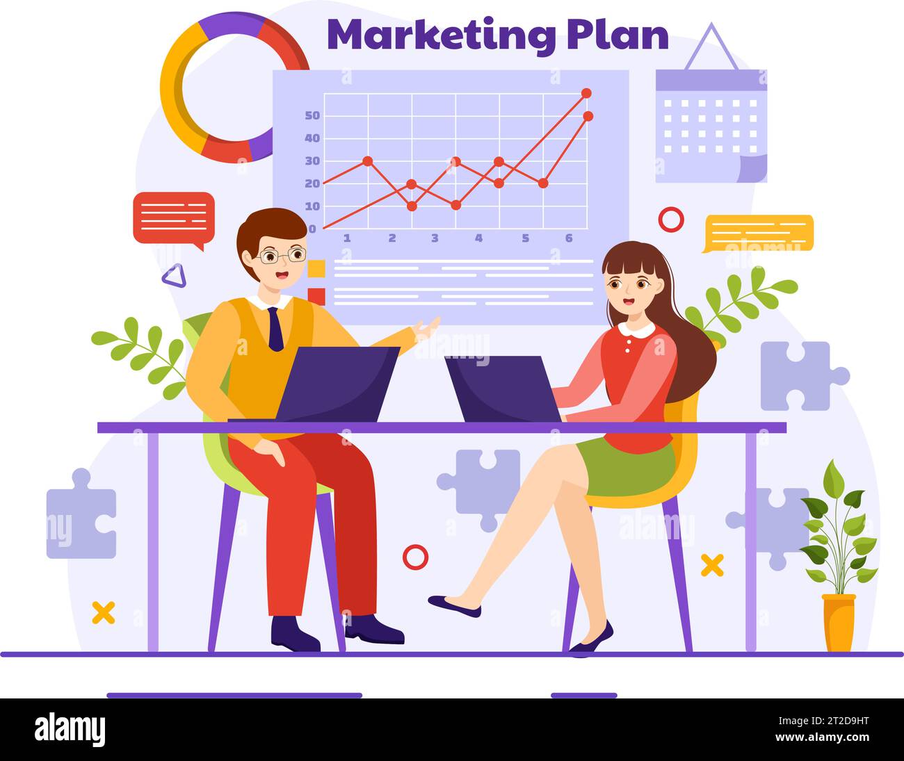 Marketing Plan and Business Strategy Vector Illustration with Effective ...