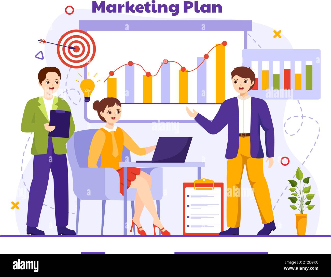 Marketing Plan and Business Strategy Vector Illustration with Effective ...