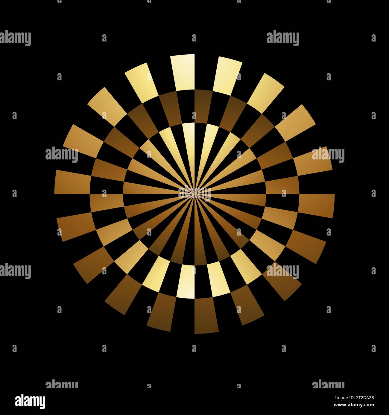 Gold Abstract Circle Shaped Optical Illusion Icon on a Black Background ...