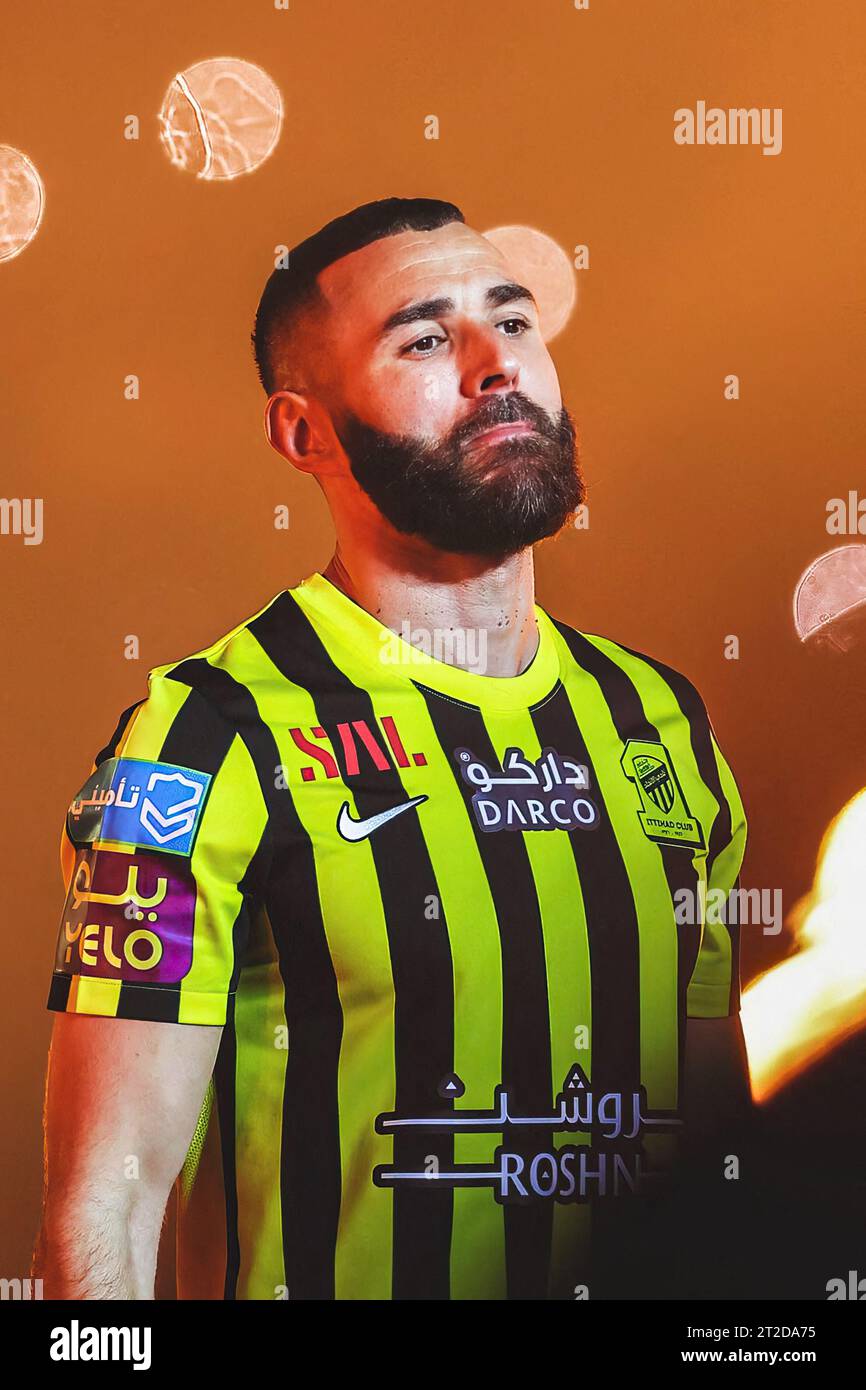 File photo - French football player Karim Benzema is presented to Al ...