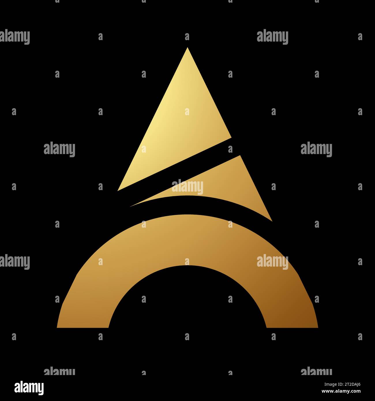 Gold Abstract Letter A Icon with Arch Shaped Legs on a Black Background ...