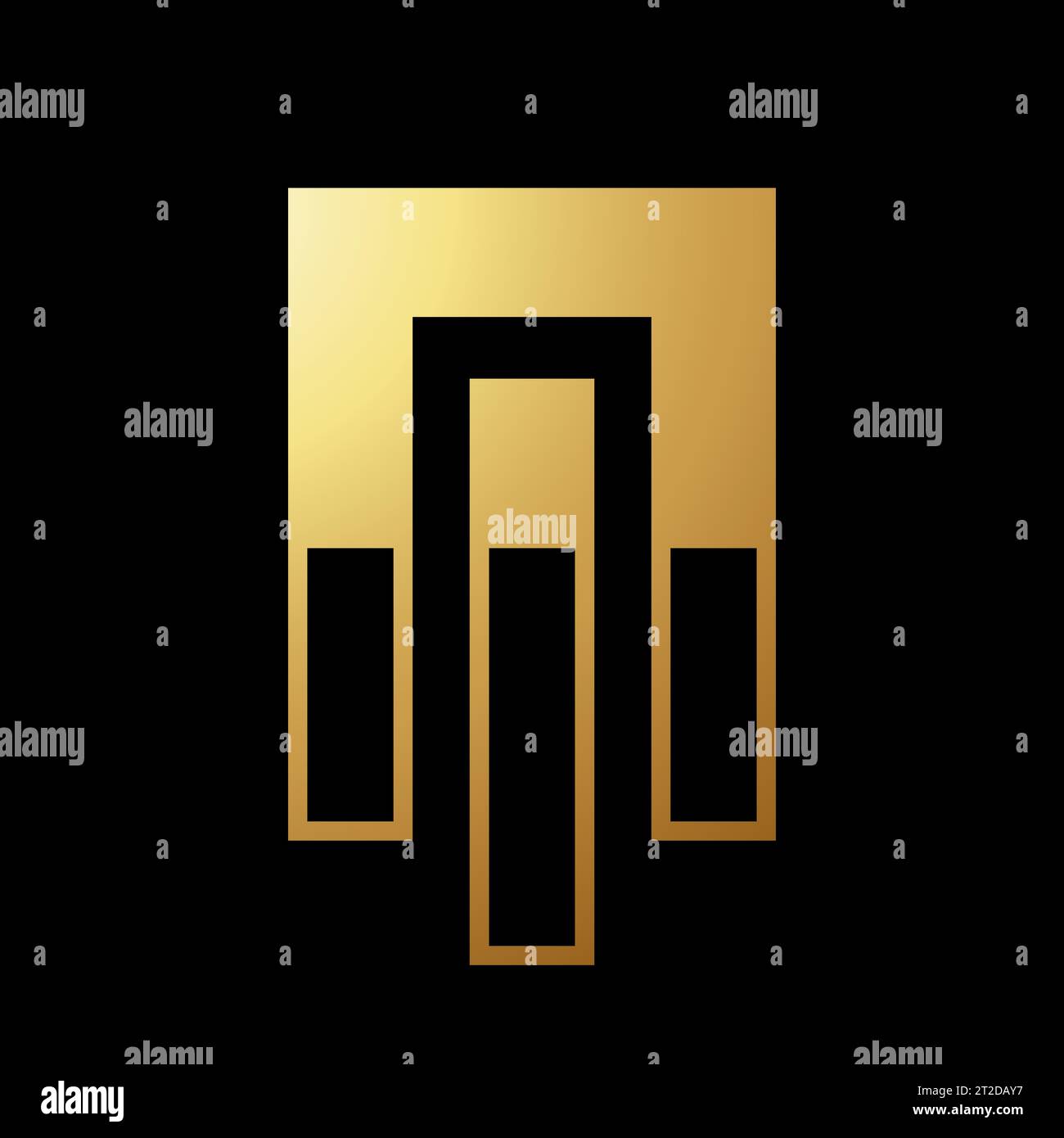 Gold Abstract Rectangle Shaped Letter M Icon on a Black Background ...