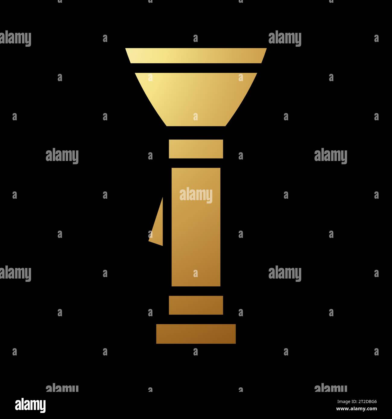 Gold Abstract Simplified Flashlight Icon on a Black Background Stock ...