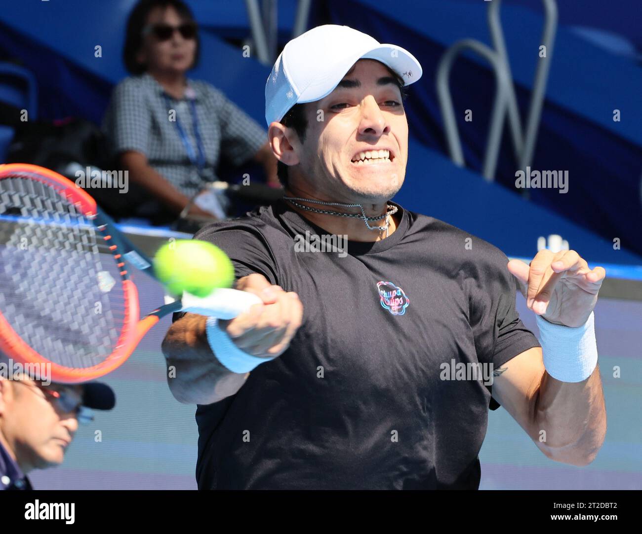 Tokyo, Japan. 19th Oct, 2023. Cristian Garin of Chile returns the ball ...