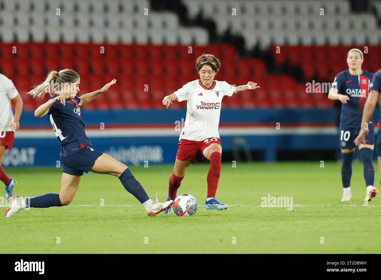 Paris, France. 18th Oct, 2023. (L-R) Korbin Albert (PSG), Hinata ...