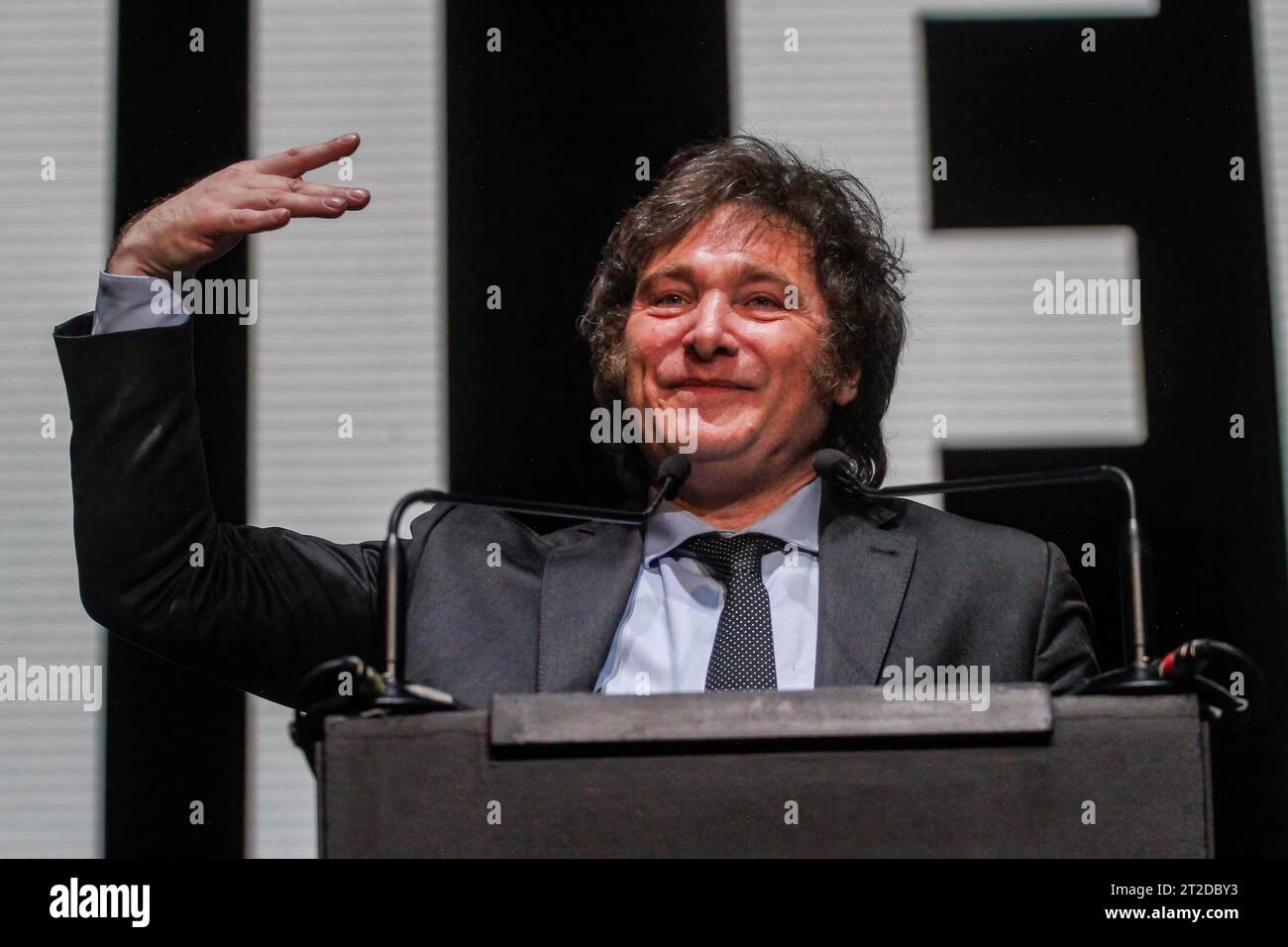 Buenos Aires, Argentina. 18th Oct, 2023. Javier Gerardo Milei makes a ...