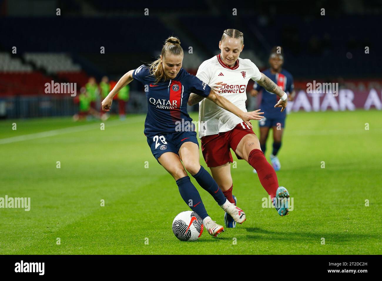 Paris, France. 18th Oct, 2023. (L-R) Jade Le Guilly (PSG), Leah Galton ...