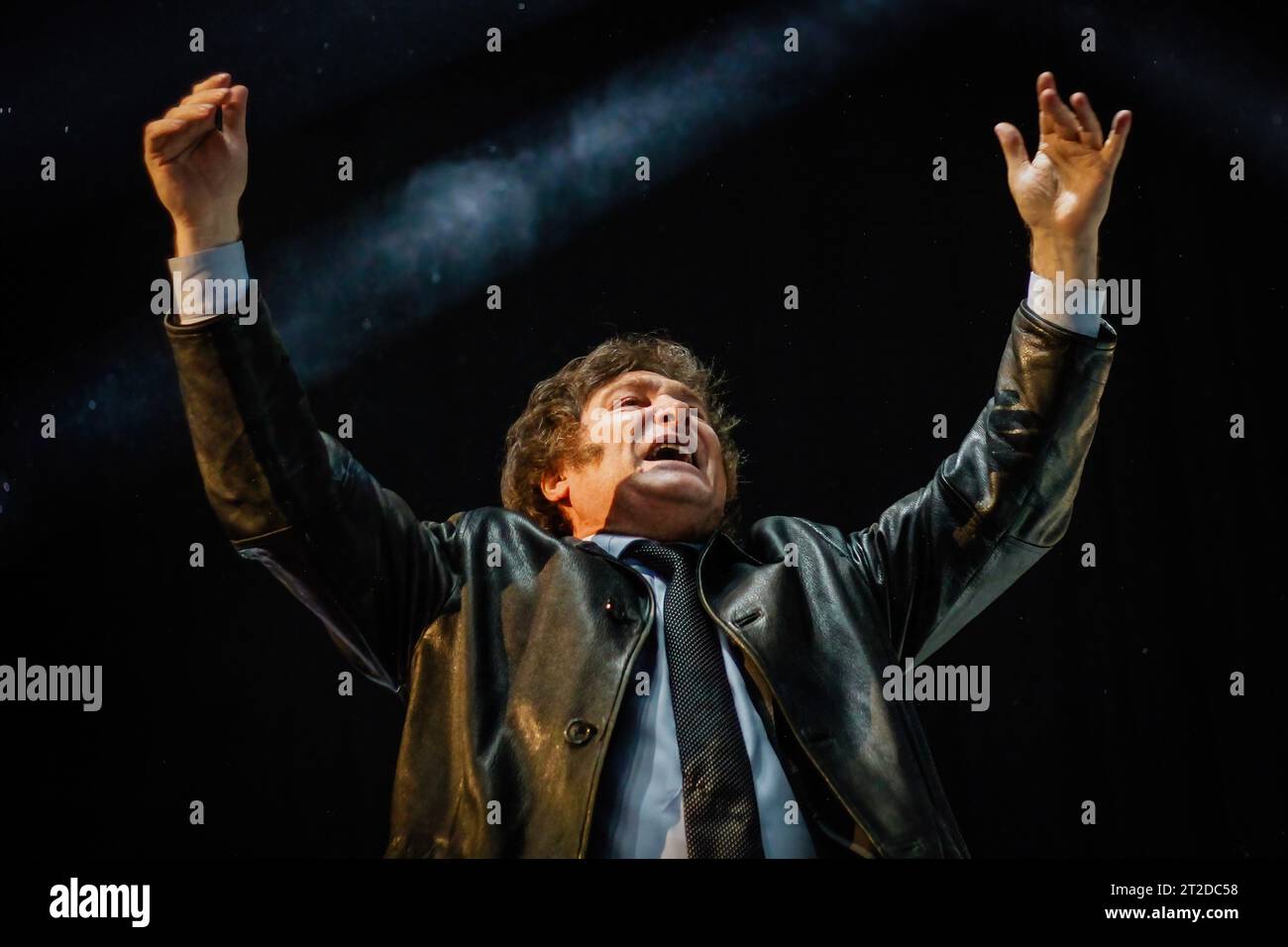 Javier Gerardo Milei makes a speech at the end of his campaign in front ...