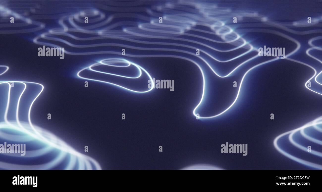 Abstract blue futuristic hi-tech landscape with mountains and canyons ...