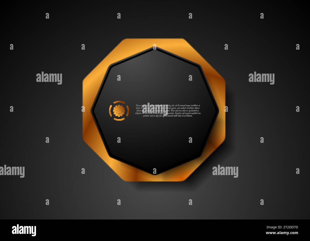 Abstract tech corporate octagon sticker label background. Golden deluxe ...