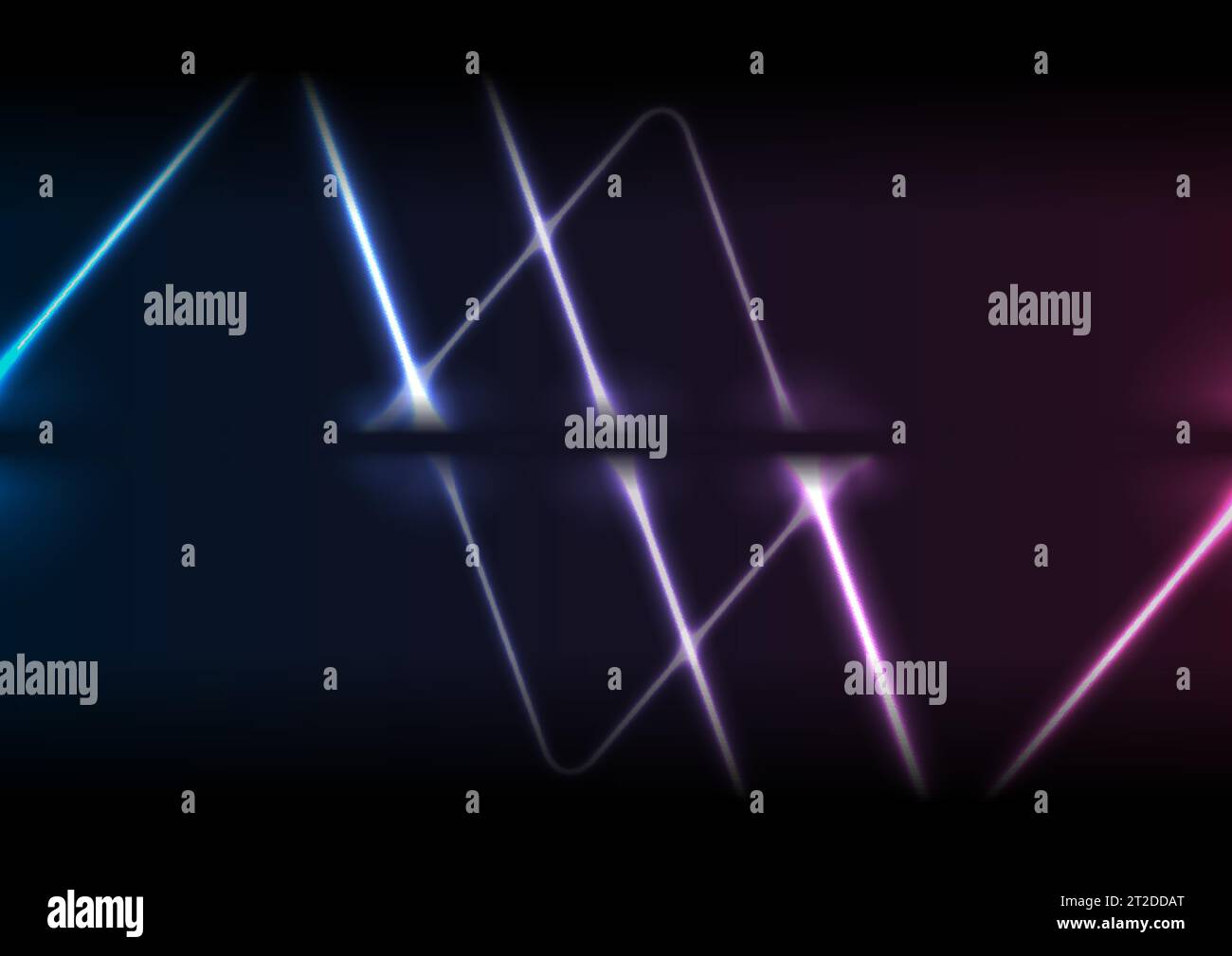 Blue and purple neon laser shapes. Abstract triangles technology retro ...